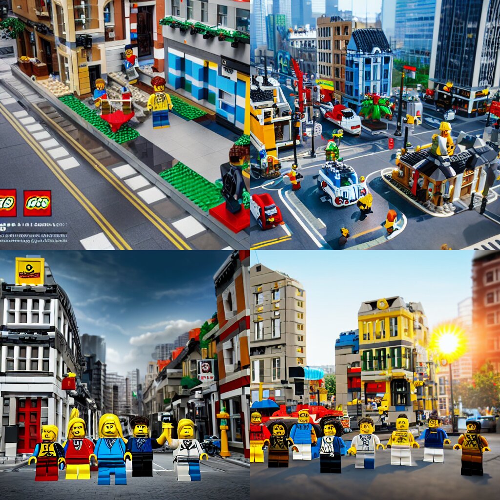 Living lego figures in a lego city, unreal engine, 4k, hyper rea ...
