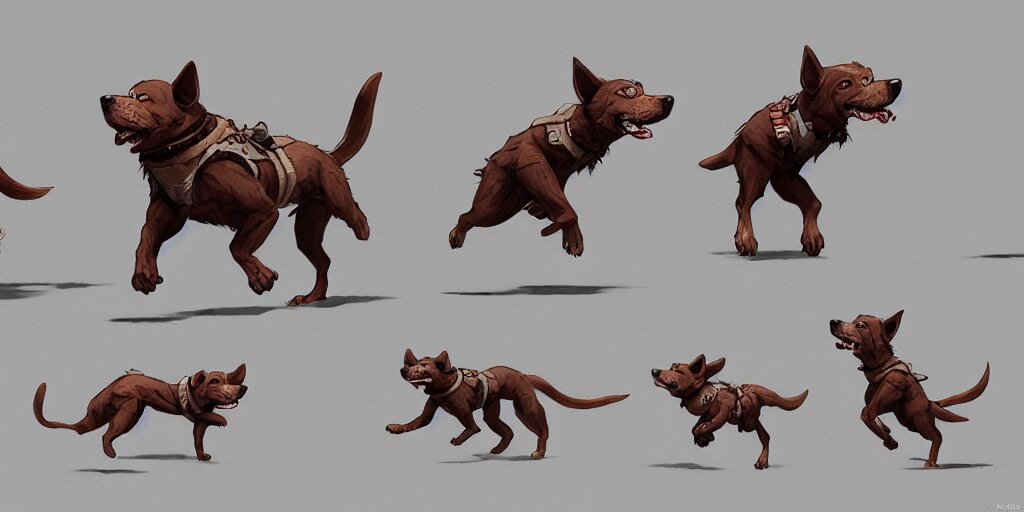 Lexica - Cartoonish dog running, character sheet, fine details, concept ...