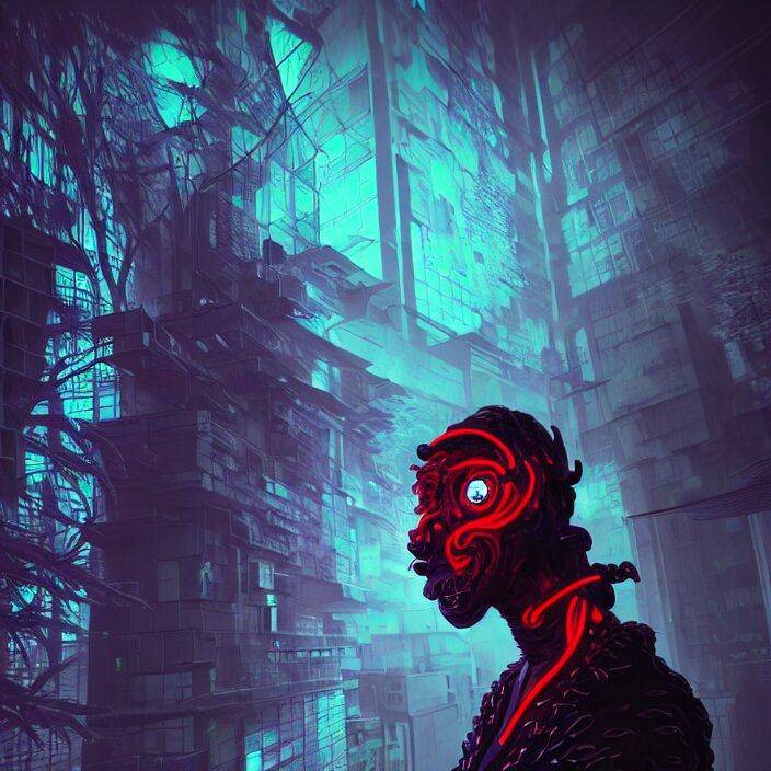 Lexica - Cyber punk, oni mask, 3 d render beeple, portrait, japanese ...