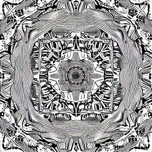 Lexica - Intricate pen plotter generative line art, black and white ...