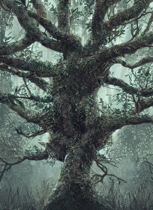 Lexica - Detailed concept art pastel painting of a tree in full ...