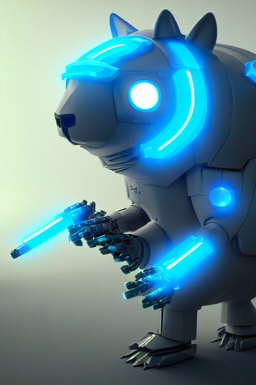 high quality 3 d render sci - fi very cute mecha & fluffy! womba ...