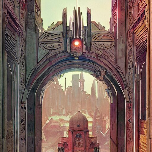 Lexica - Immense art deco archway leading into byzantine arcology with ...