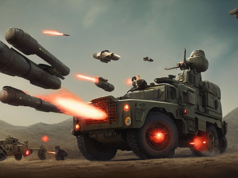 Lexica - Multiple Rockets Launch System military vehicle, Oil Painting ...