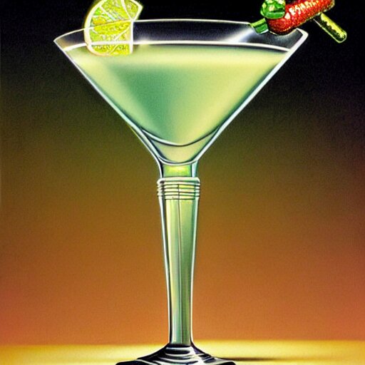 Lexica - A daiquiri cocktail on a table, surreal, art by peter lloyd, 1 ...
