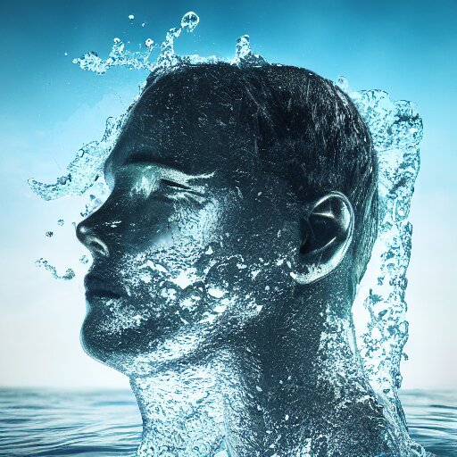 Lexica - Water artwork manipulation in the shape of a human head, on ...