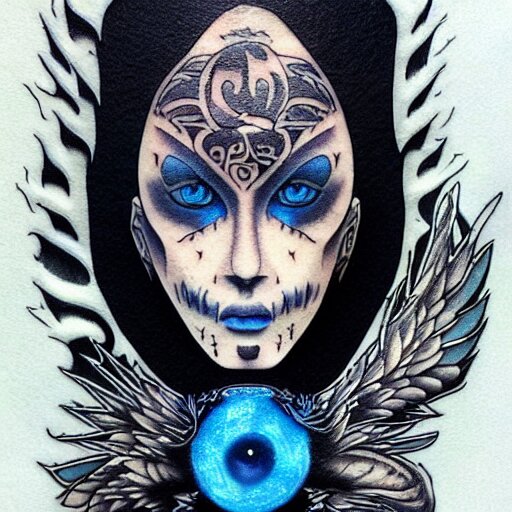 raven, jioness, forest, blue flame, moon, tattoo art by Bryan Al ...