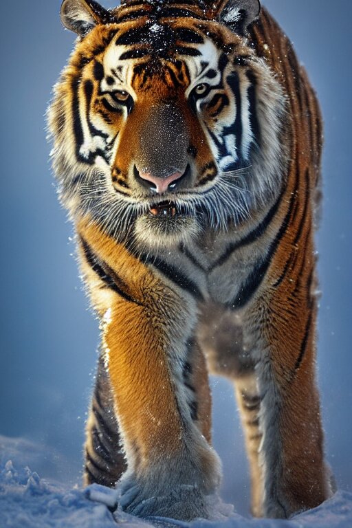 Lexica - Beautiful photo of a saber - toothed tiger in a snow forest in ...