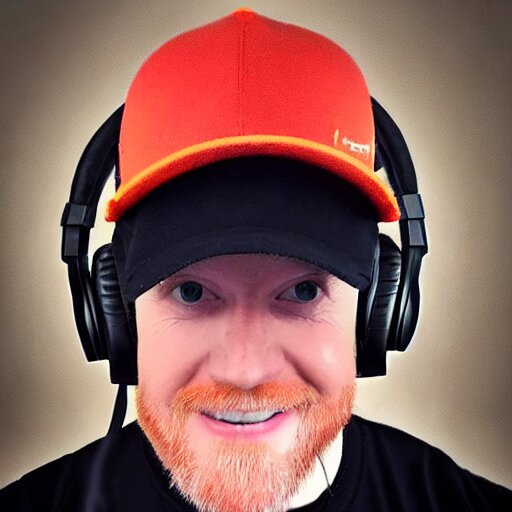 Lexica - Middle aged streamer on twitch with black hat, stubble, ginger ...