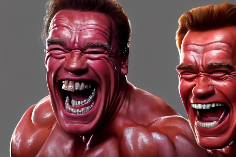 Lexica - Arnold Schwarzenegger laughing hysterically with crazy eyes ...