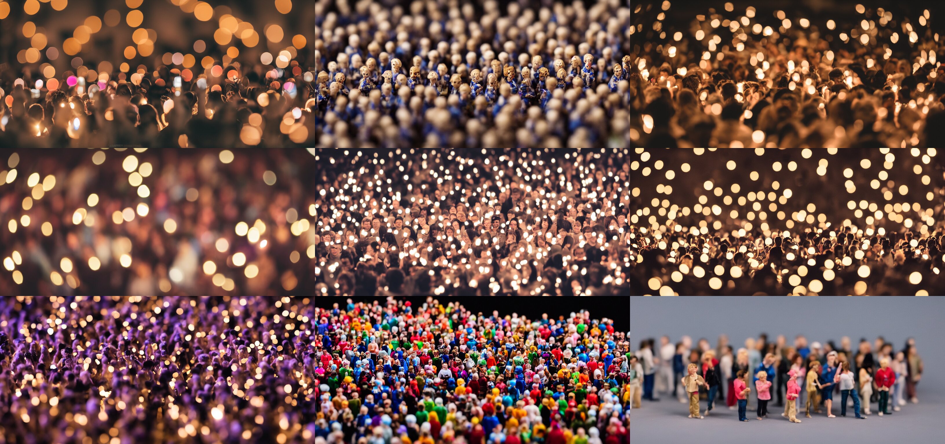 Lexica - Photo still of miniature crowd, 8 k, studio lighting bright ...