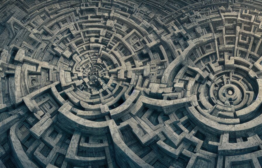 Lexica - 8 k uhd an enormous labyrinth, beautiful architecture, statues ...