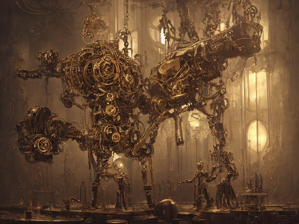 Lexica - Concept art of a giant mechanical clockwork marionette made of ...