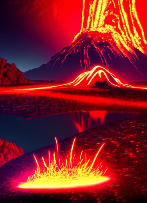 Lexica - Night fantasy landscape with abstract mountains and island on ...