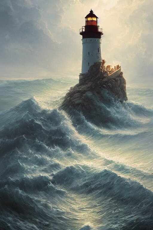 Lexica - Epic scene of cthulhu rising from the stormy ocean near a ...