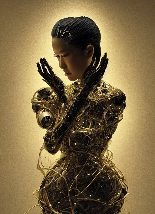 Lexica - Portrait of a futuristic geisha cyborg embryo, kintsugi ...