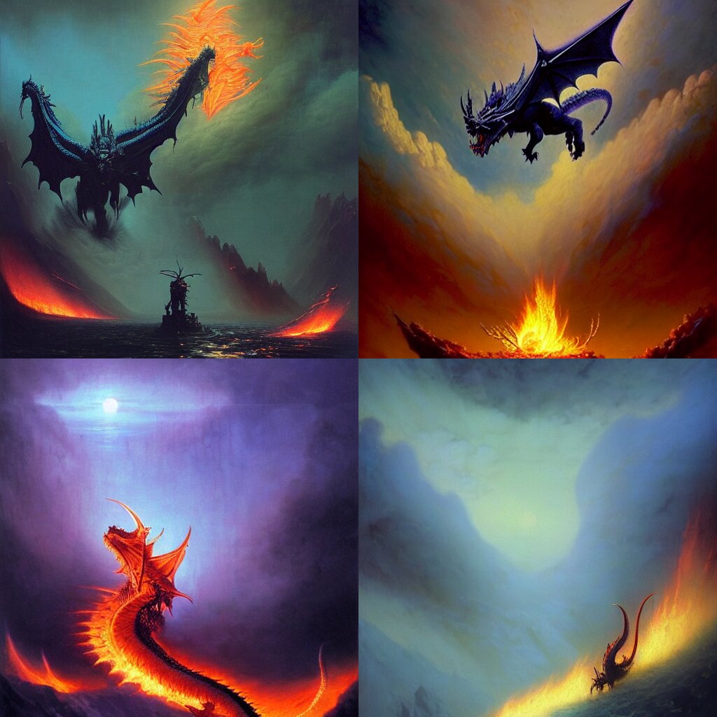 Lexica - An epic majestic gothic dragon bellowing fire, by Wayne ...