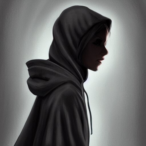 Lexica - Woman wearing hoodie, dark, menacing, artstation, digital art