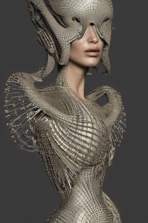 a highly detailed 3 d render painting of a beautiful alien godde ...