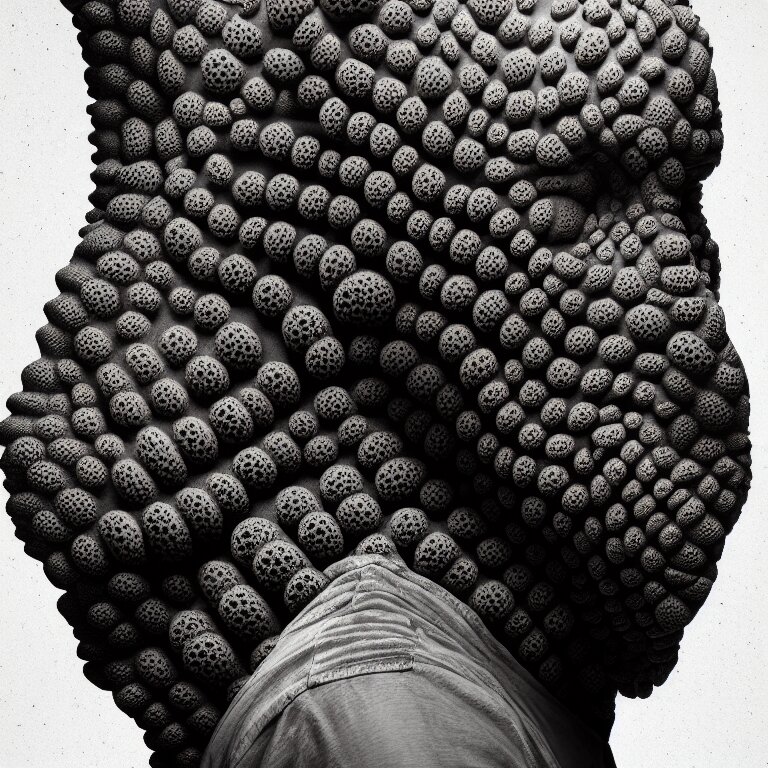 Lexica - Portrait of beautiful man wearing black ribbed trypophobia ...