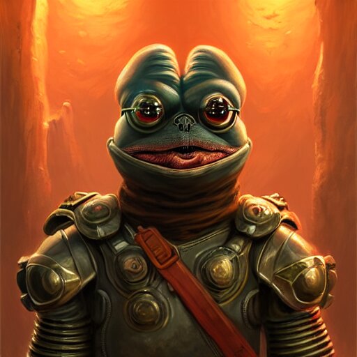 Lexica - Portrait of pepe with a spoon wearing futuristic power armor ...