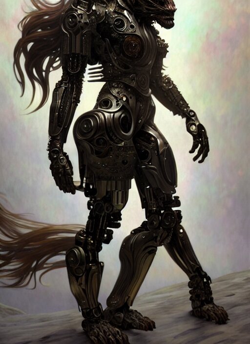 organic cyborg wolf, full body, diffuse lighting, fantasy, intri ...