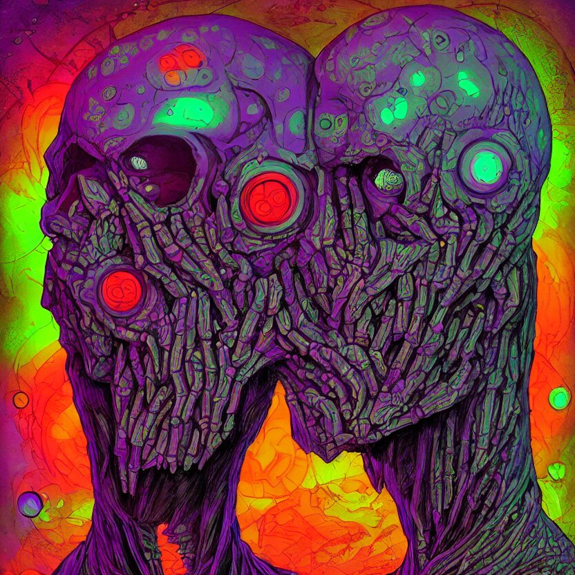 Lexica - A psychedelic glitchcore portrait of omin dran skeletal mind ...