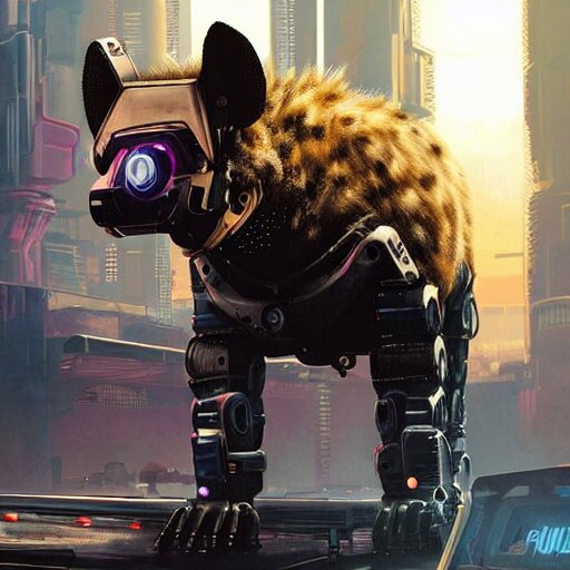 robot hyena, cyberpunk 2 0 7 7 concept art, highly detailed - Arthub.ai