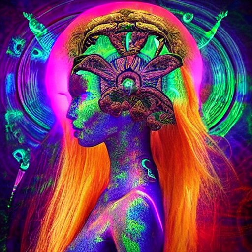 “photo of a beautiful extraterrestrial woman goddess, psychedeli ...