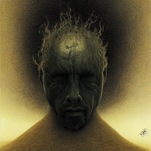 Lexica - A Black background portrait of a man with an exploding head by ...