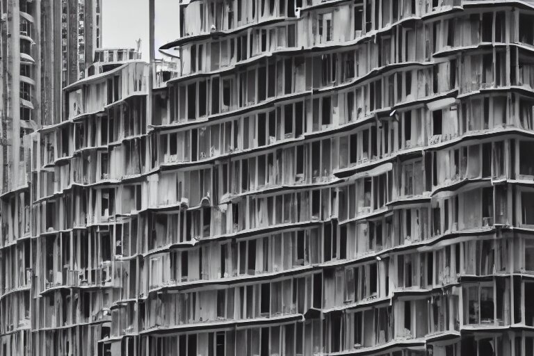 Lexica - A brutalist building in the shape of a Mobius strip, windows ...