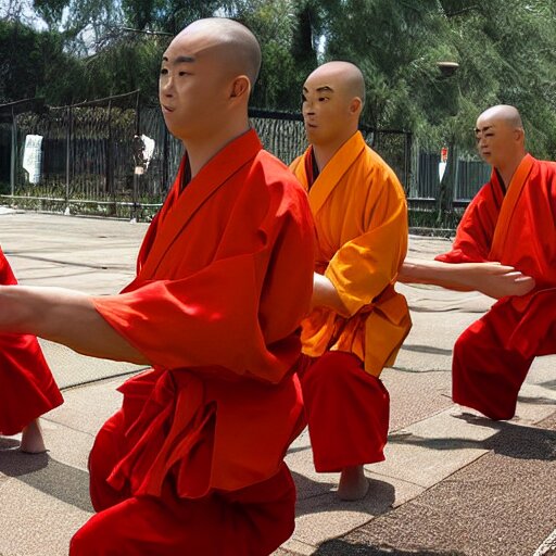 Lexica - Real cats dressed as shaolin monks, 4k