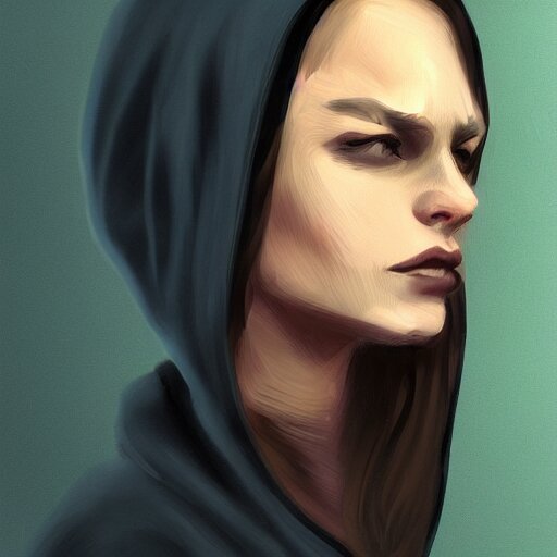 Lexica - Woman wearing hoodie, dark, menacing, artstation, digital art