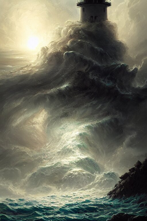 Lexica - Epic scene of cthulhu rising from the stormy ocean near a ...