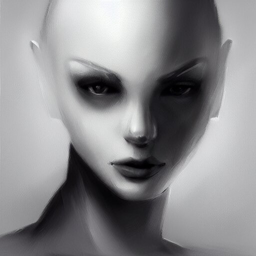 Lexica - Soft android concept art oil painting, black and white, by ...
