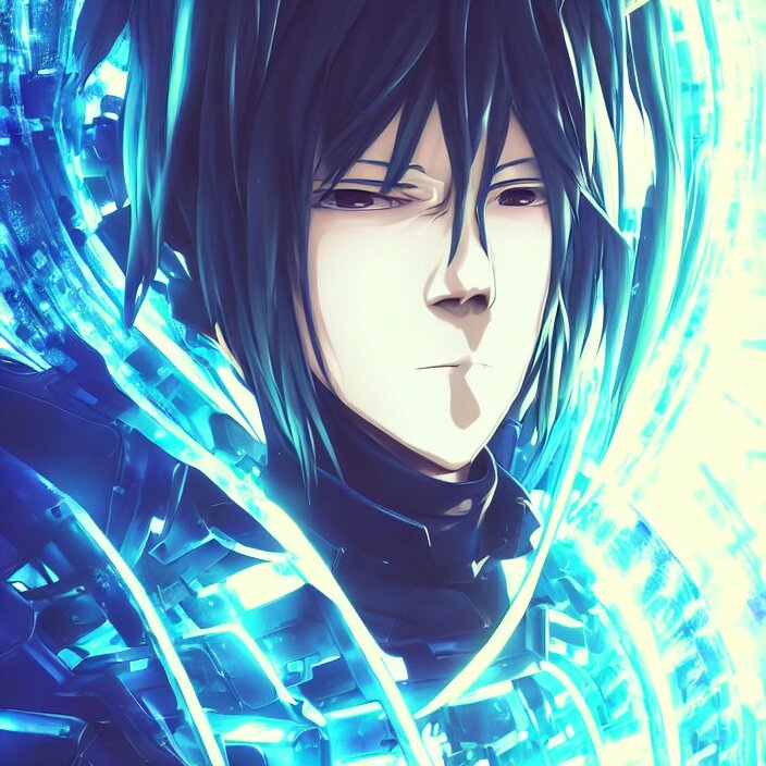 Lexica - Portrait of a male anime character, kannon mindar android ...