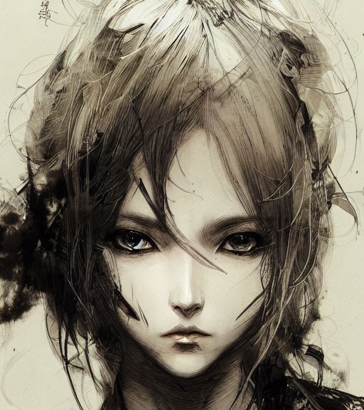 Lexica - Portrait of anime woman, pen and ink, intricate line drawings ...