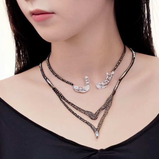 necklace on a young beautiful woman neck, hyper realistic, - Arthub.ai
