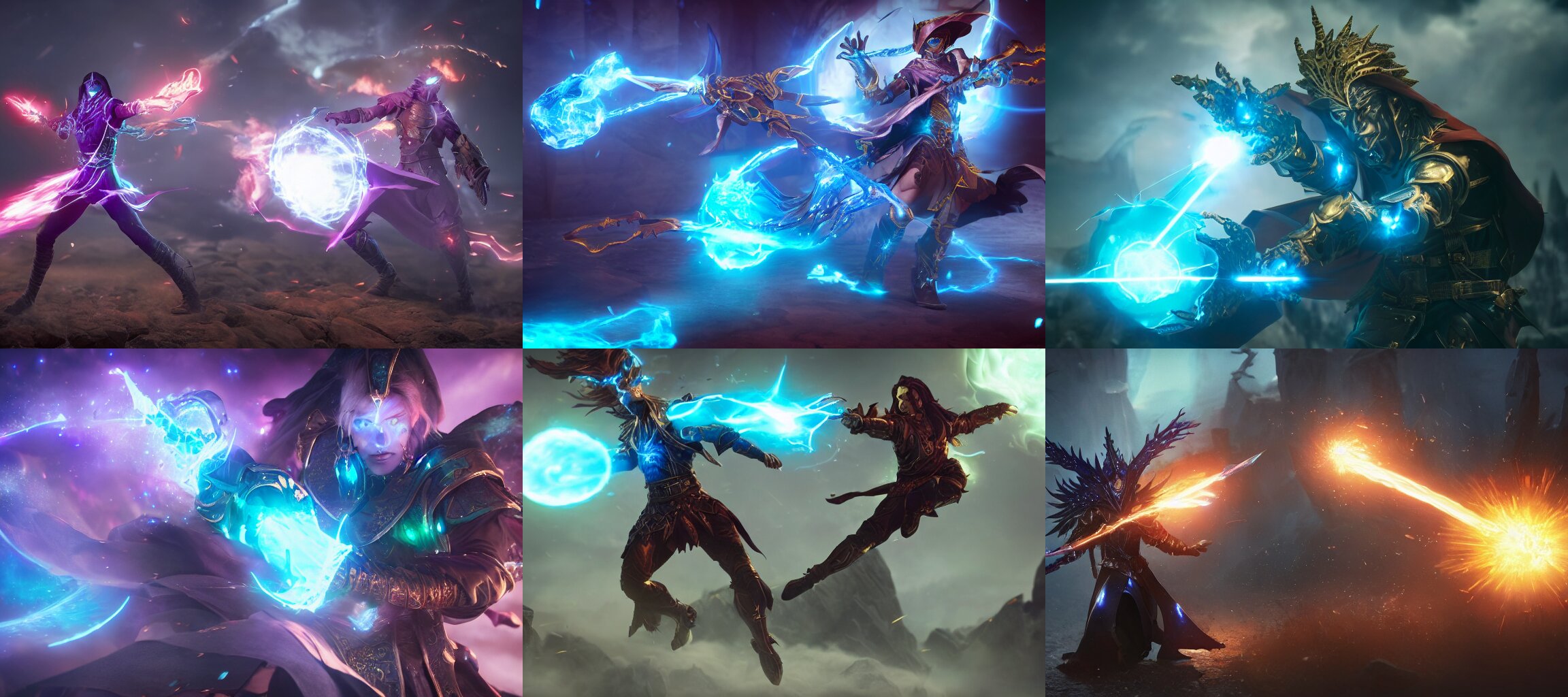 Lexica - A lightly armored mage channeling arcane magicks, mana shooting from his hands ...