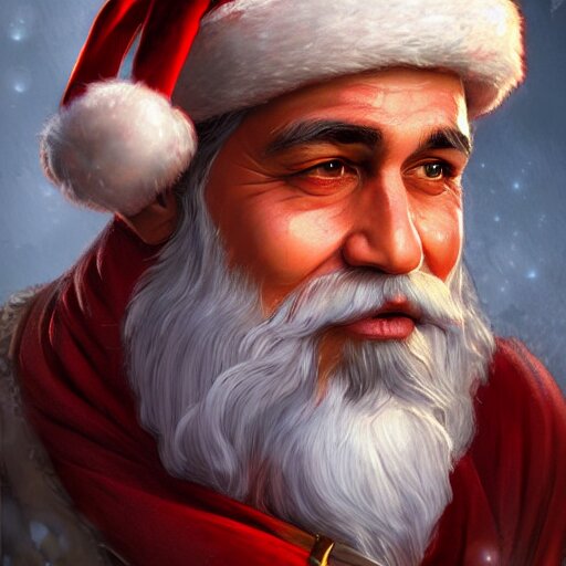 Lexica - Hanif Bali as Santa Claus, closeup, D&D, fantasy, intricate ...