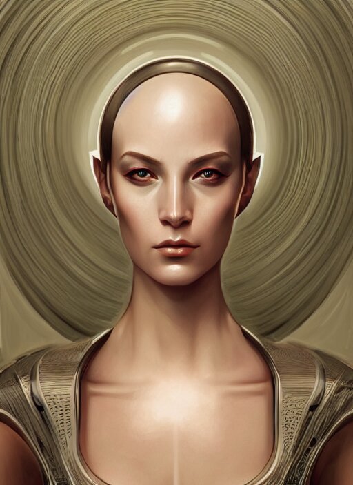Lexica - Portrait of female android, symmetry, intricate, elegant ...