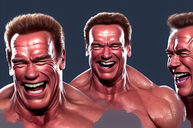 Lexica - Arnold Schwarzenegger laughing hysterically with crazy eyes ...