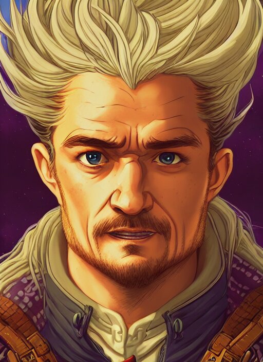 Lexica - Orlando bloom as a blonde dwarf by dan mumford, yusuke murata ...