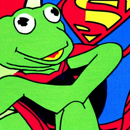 Lexica - Superman holding kermit the frog by the throat, floating ...