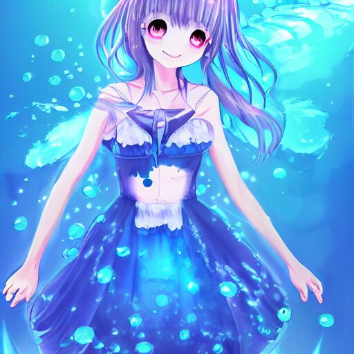 Advanced Digital Art A Very Cute Anime Girl Wearing A Dress Made Arthubai