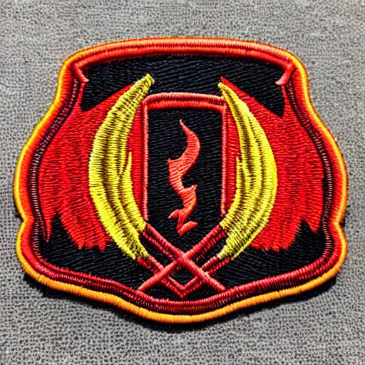 fire station flame embroidered patch retro design - Arthub.ai