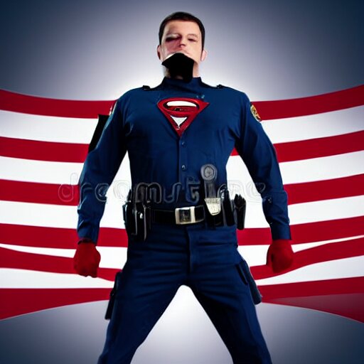 Lexica - A police officer superhero hybrid, posing heroically, stock image