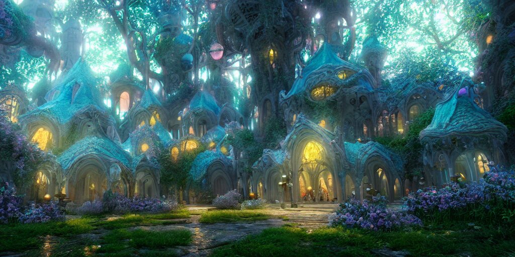 in an ethereal magical fairy city, highly detailed, 8 k, hdr, aw ...