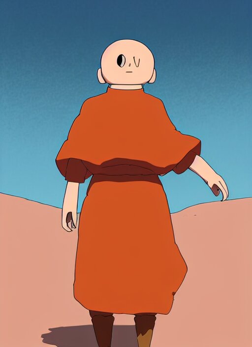 Lexica - A study of cell shaded cartoon of an orange robot monk from ...