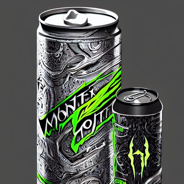 Lexica - Aluminian can of monster energy drink, intricate and elegant ...